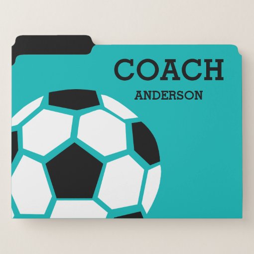 Personalized Soccer Coach Green Black White File Folder | Zazzle