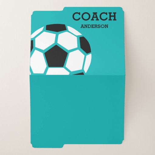 Personalized Soccer Coach Green Black White File Folder | Zazzle