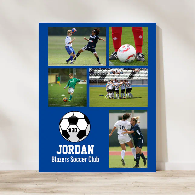 Personalized Soccer Photo Collage Name Team # Poster | Zazzle