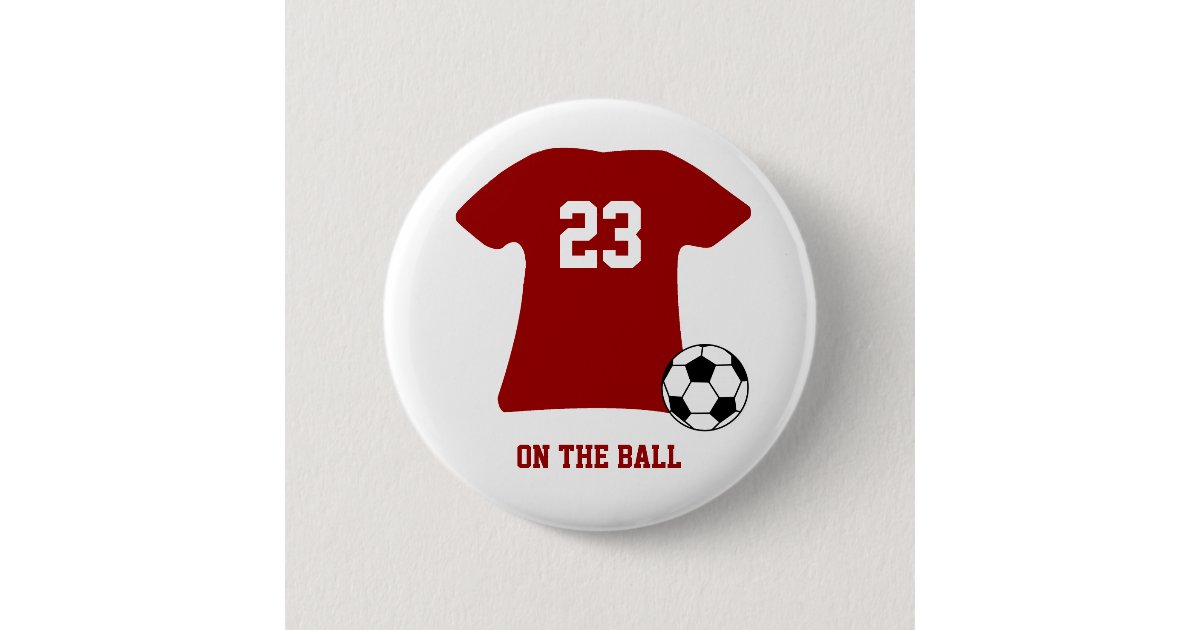 Personalized Soccer Shirt With Ball Badge Name Tag Button | Zazzle