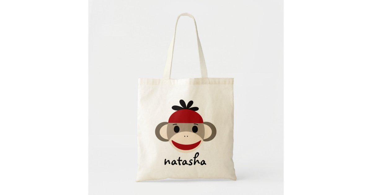 Personalized Sock Monkey Bookbag Tote Bag | Zazzle