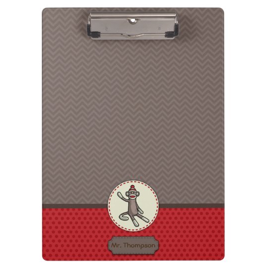 Personalized Sock Monkey Clipboard | Zazzle.com