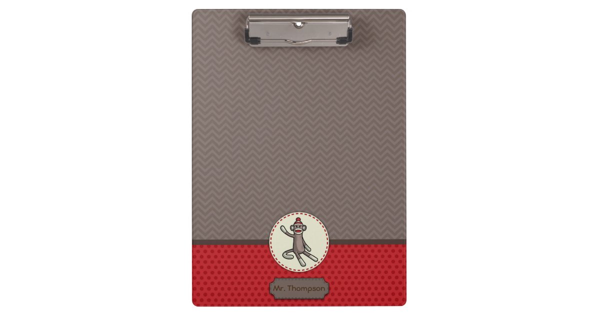 Personalized Sock Monkey Clipboard | Zazzle
