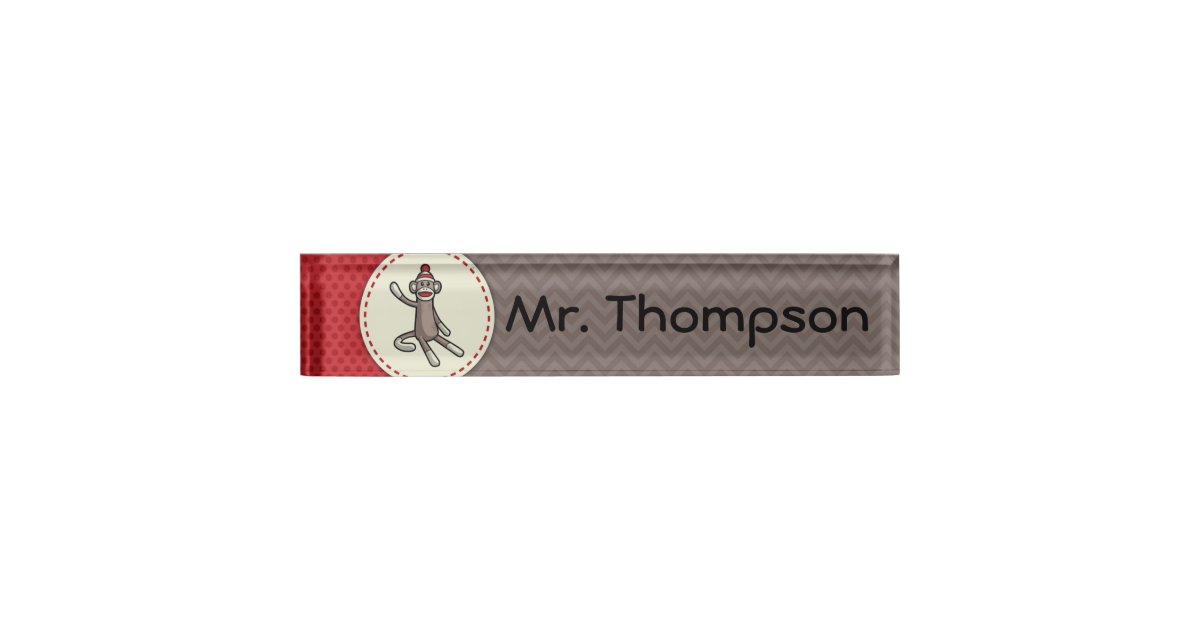 Personalized Sock Monkey Name Plate | Zazzle