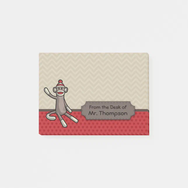 Personalized Sock Monkey Post It Notes | Zazzle