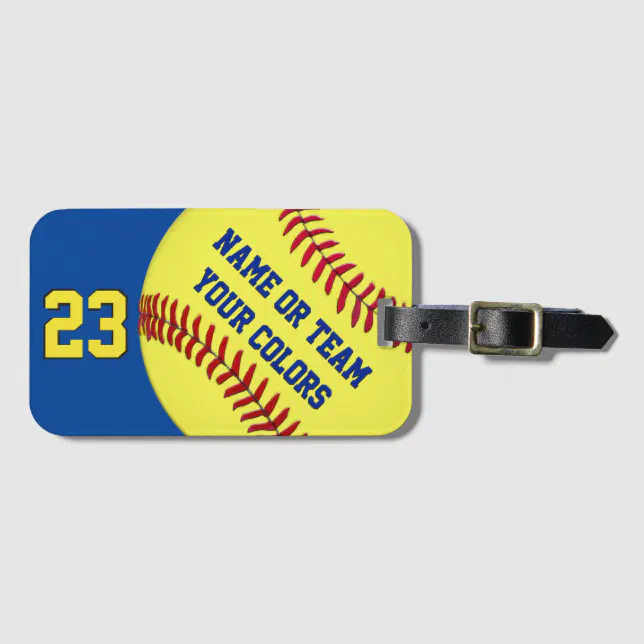 Personalized Softball Bag Tags, Your TEXT, COLORS Luggage Tag | Zazzle