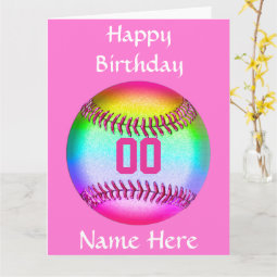 PERSONALIZED Softball Birthday Card, Name, Number Card | Zazzle