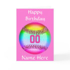 PERSONALIZED Softball Birthday Card, Name, Number Card | Zazzle