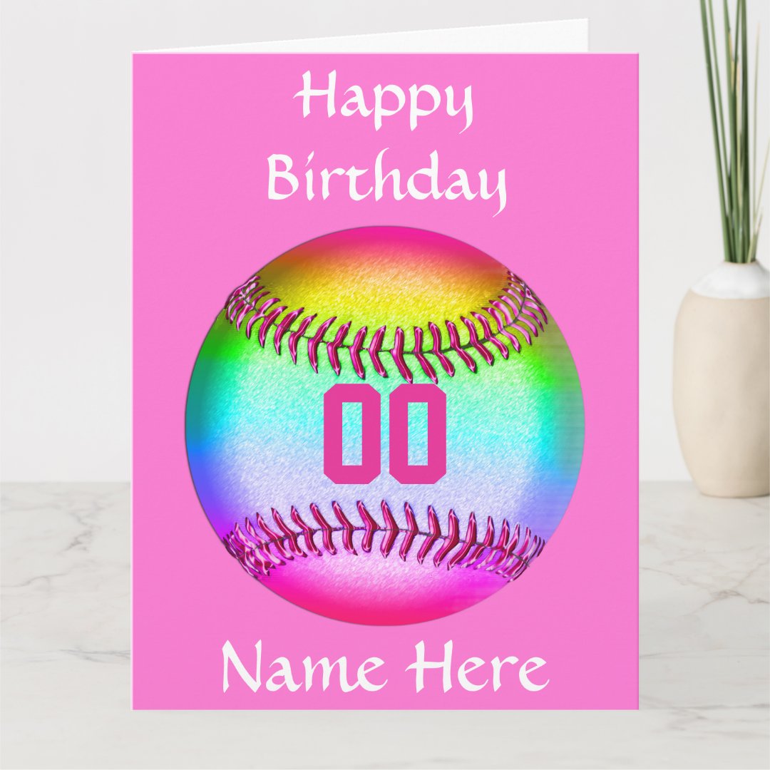 PERSONALIZED Softball Birthday Card, Name, Number Card | Zazzle