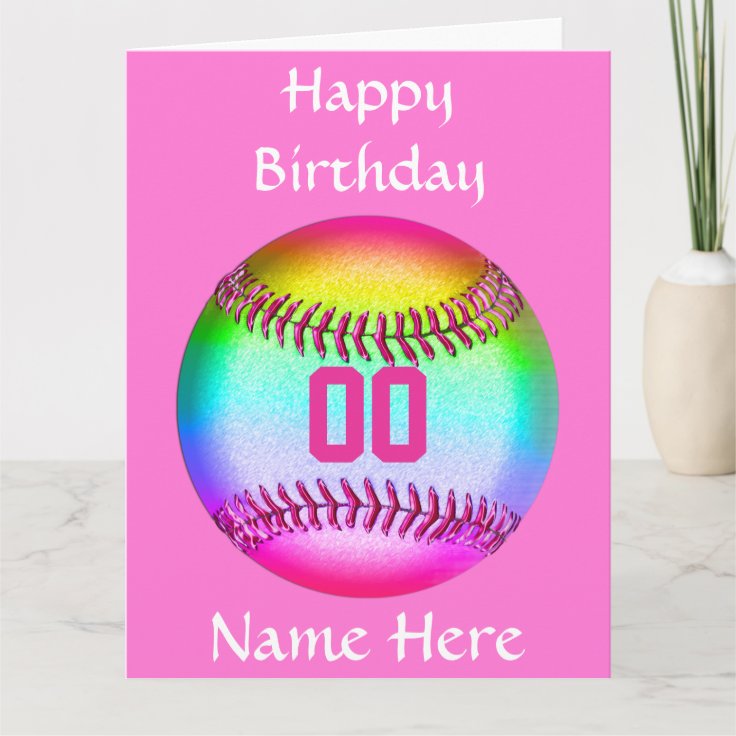 PERSONALIZED Softball Birthday Card, Name, Number Card | Zazzle