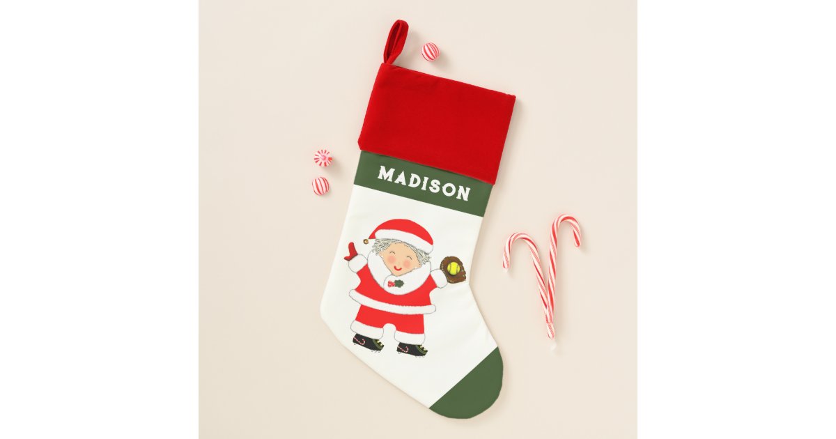 Personalized Softball Christmas Stocking | Zazzle