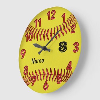 Personalized Softball Clock with NUMBER and NAME | Zazzle