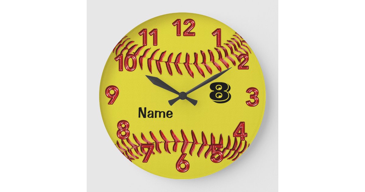 Personalized Softball Clock with NUMBER and NAME | Zazzle