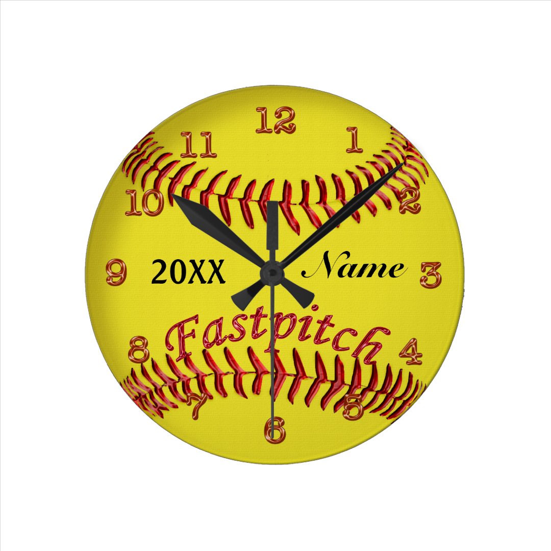 Personalized Softball Clocks Your NAME and YEAR | Zazzle