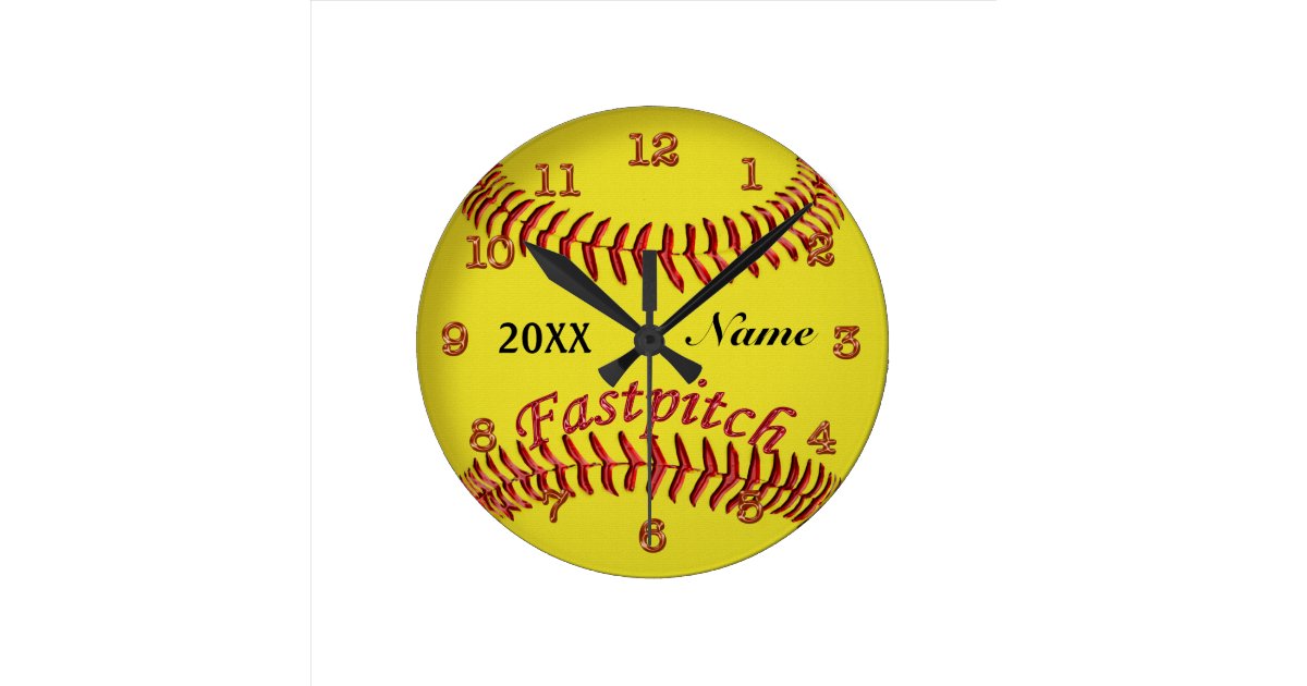 Personalized Softball Clocks Your NAME and YEAR | Zazzle.com