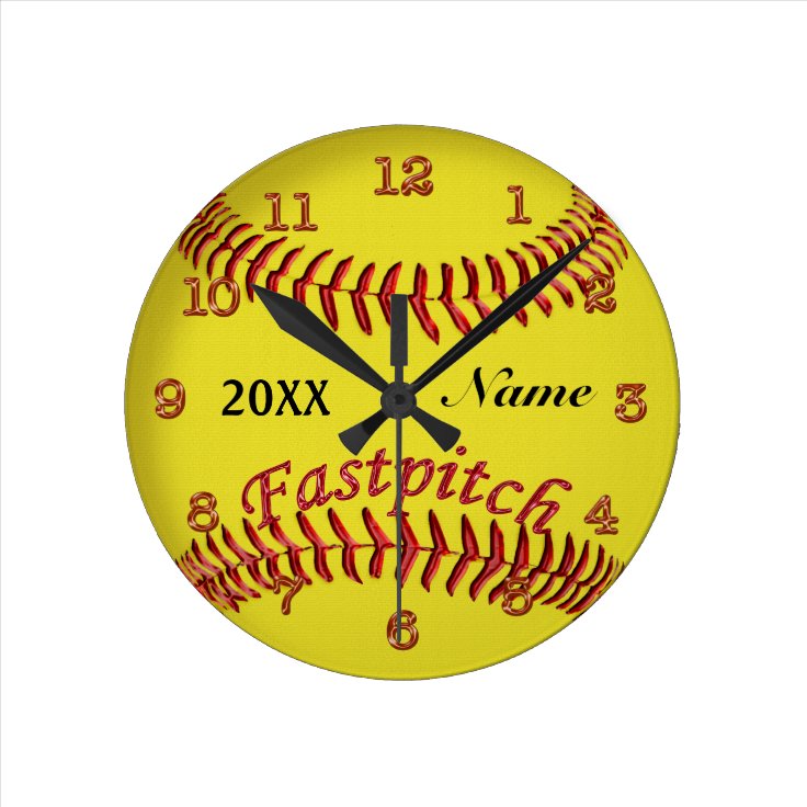 Personalized Softball Clocks Your NAME and YEAR | Zazzle
