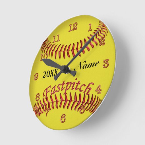 Personalized Softball Clocks Your NAME and YEAR | Zazzle