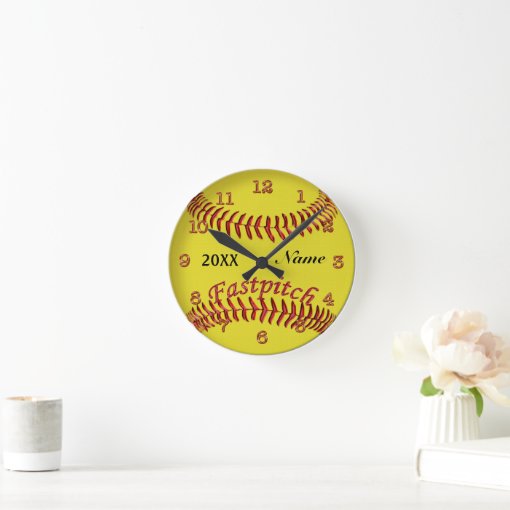 Personalized Softball Clocks Your NAME and YEAR | Zazzle