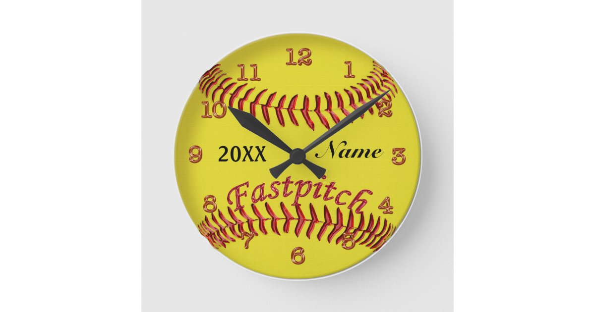Personalized Softball Clocks Your NAME and YEAR | Zazzle