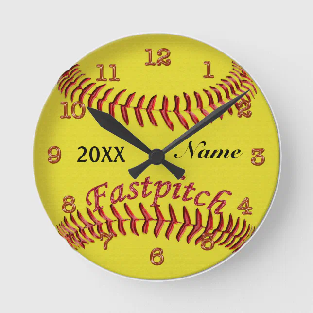 Personalized Softball Clocks Your NAME and YEAR | Zazzle