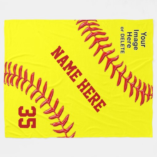 Personalized Softball Fleece Blanket, Text, Photo | Zazzle