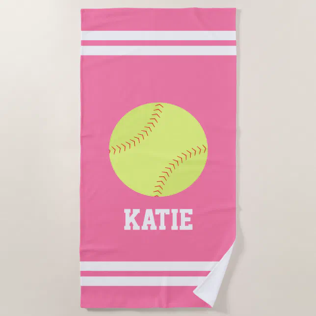 Personalized Softball Girls Beach Towel | Zazzle