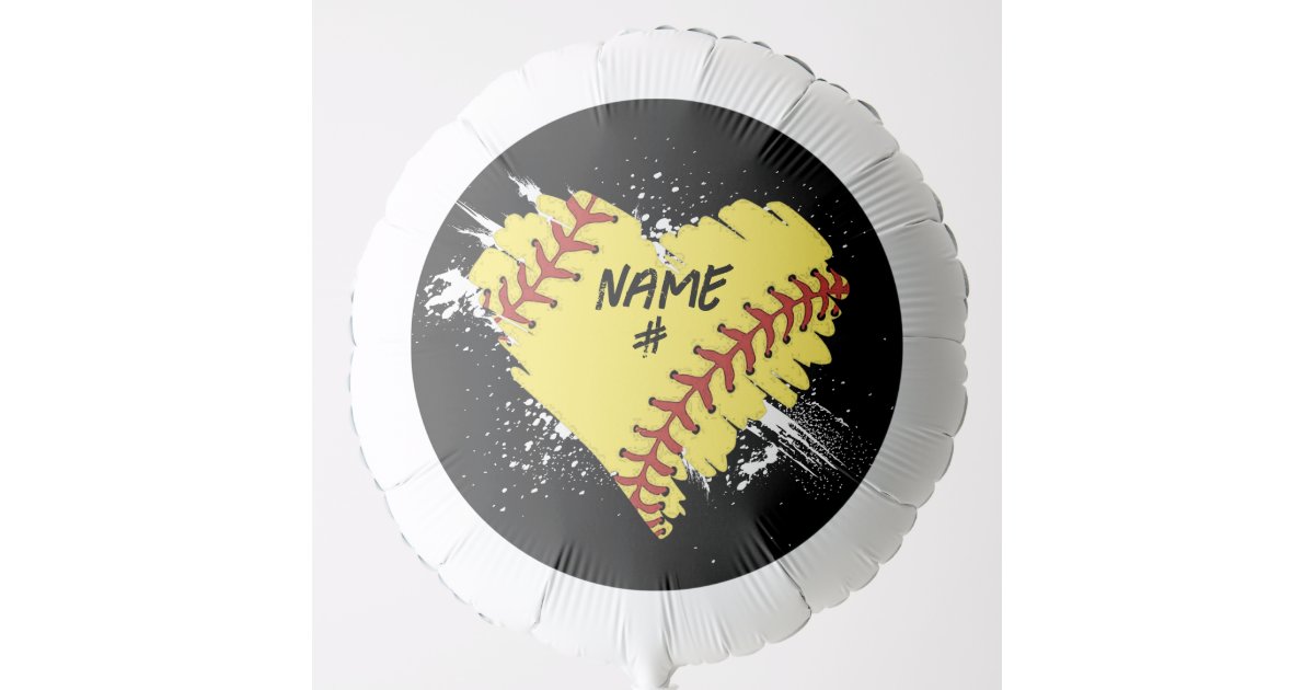 Personalized Softball Heart Balloons | Zazzle