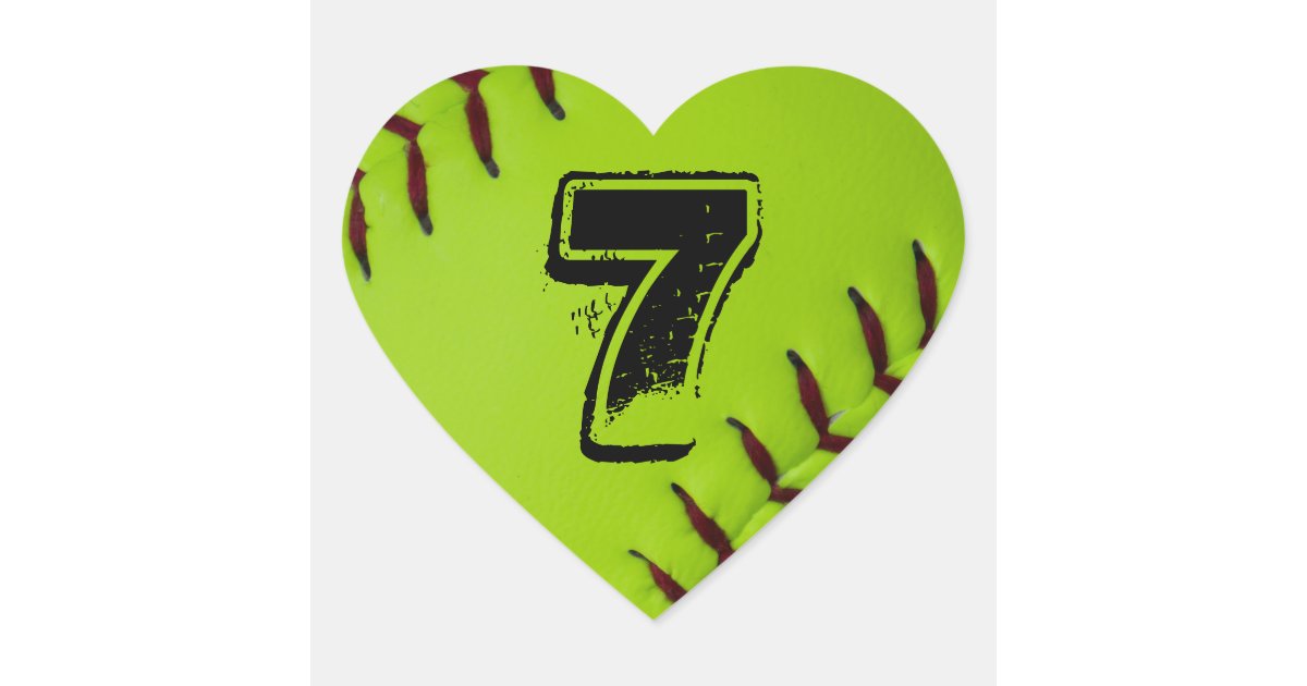 Personalized Softball Heart sticker | Zazzle