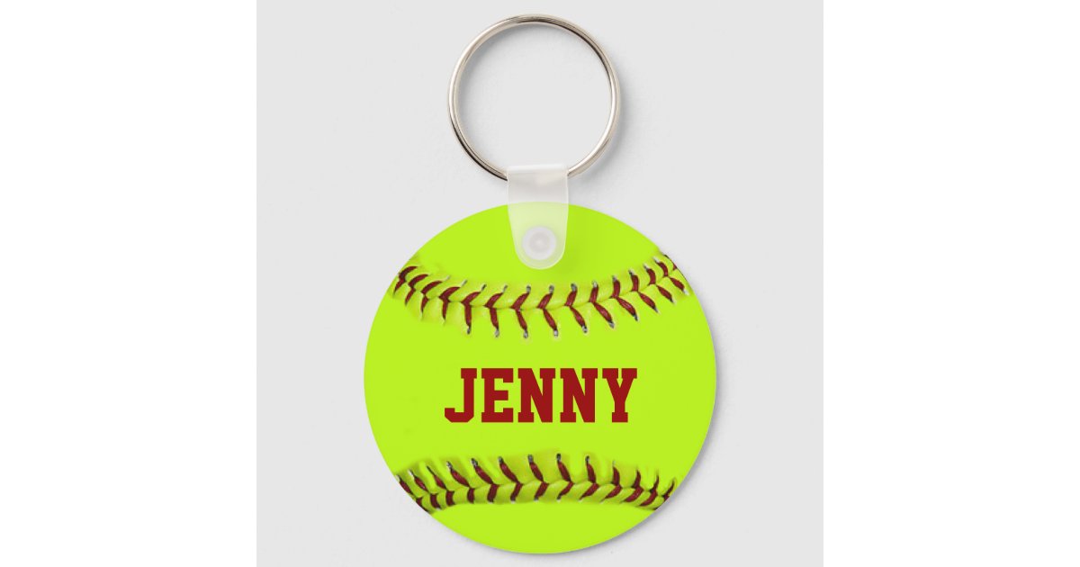 Personalized Softball Keychain | Zazzle