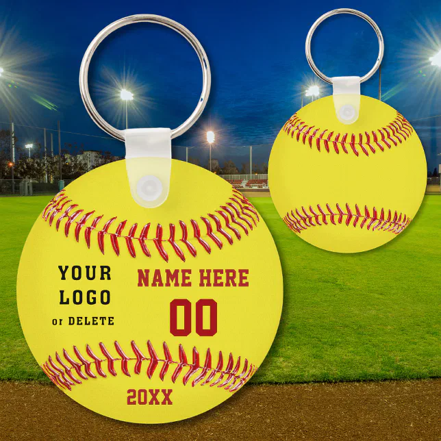 Personalized Softball Keychains Your Text and Logo | Zazzle