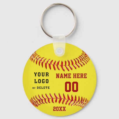 Personalized Softball Keychains Your Text and Logo | Zazzle