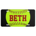 Personalized Softball License Plate | Zazzle