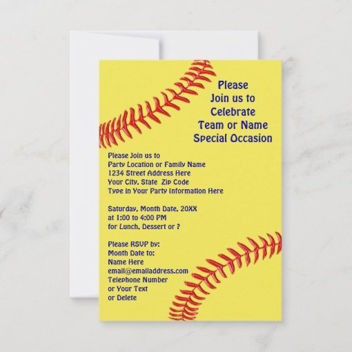 Personalized Softball Party Invitations | Zazzle