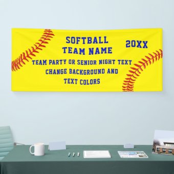 Personalized Softball Team Banners with Your TEXT | Zazzle
