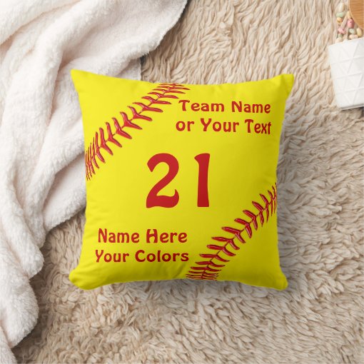 Personalized Softball Team Gifts, Softball Pillows | Zazzle