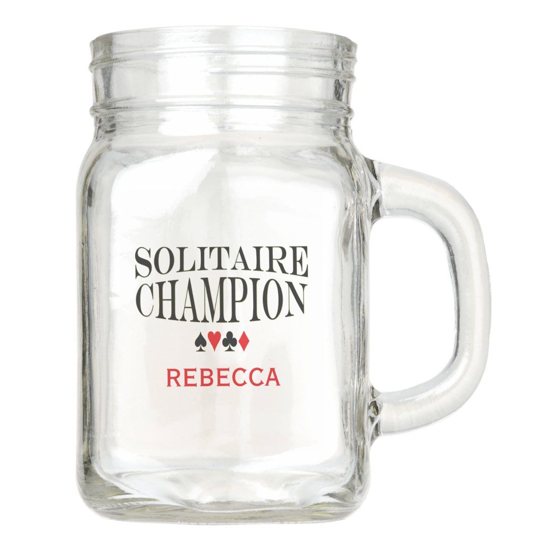 Personalized Solitaire Champion Mason Jar | Zazzle