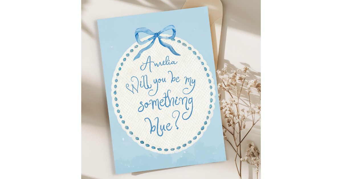 Personalized "Something Blue Crew" Trendy Proposal Card | Zazzle