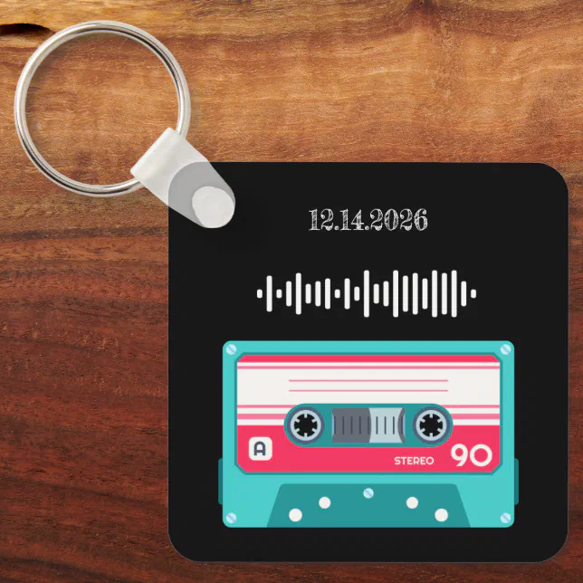 Personalized Song QR Code Message Retro Cassette Keychain | Zazzle