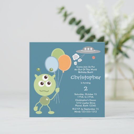 Personalized Space Alien Birthday Invitations | Zazzle