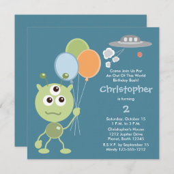 Personalized Space Alien Birthday Invitations | Zazzle