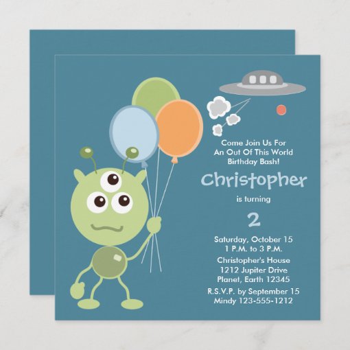 Personalized Space Alien Birthday Invitations | Zazzle