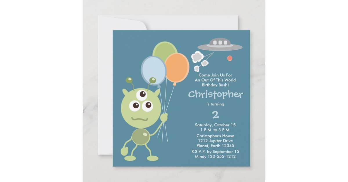 Personalized Space Alien Birthday Invitations | Zazzle