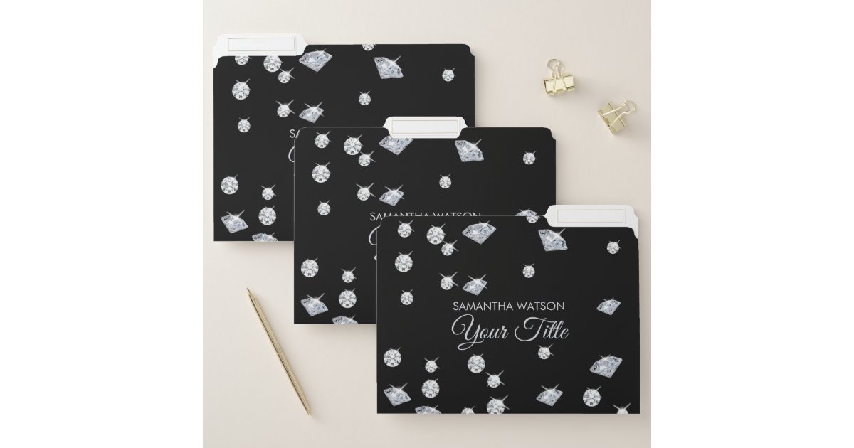 Personalized Sparkle Diamonds File Folder | Zazzle