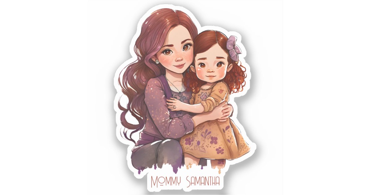 Personalized Sparkly Mother and Daughter Sticker | Zazzle