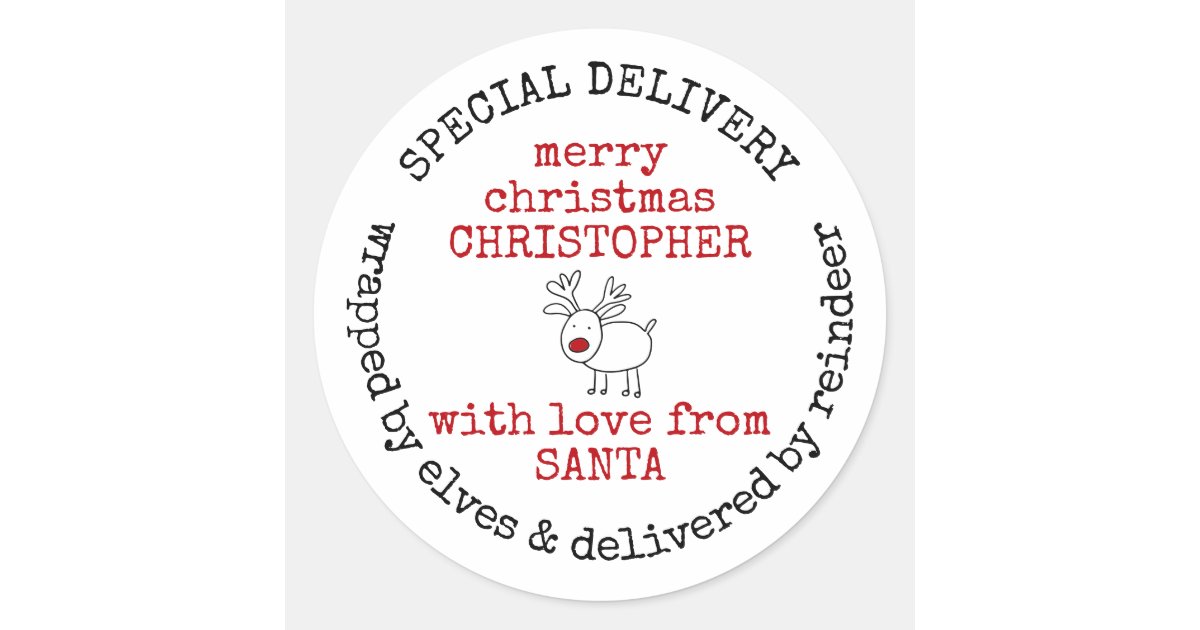 Personalized Special Delivery from Santa Classic Round Sticker | Zazzle