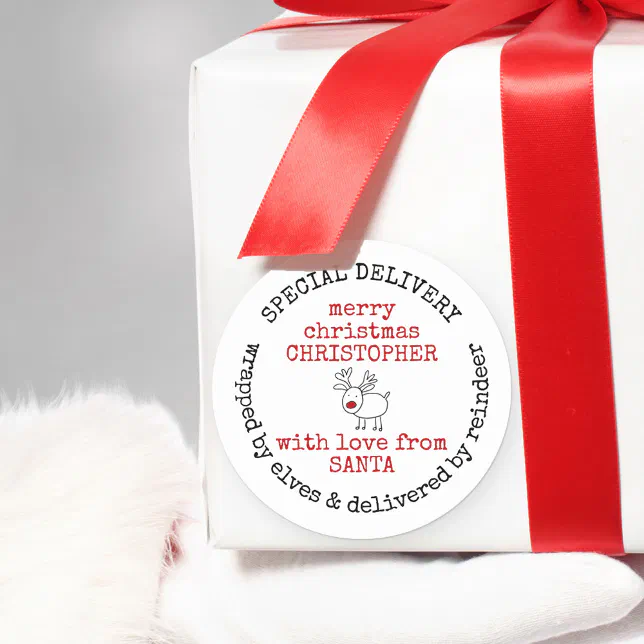 Personalized Special Delivery from Santa Classic Round Sticker | Zazzle