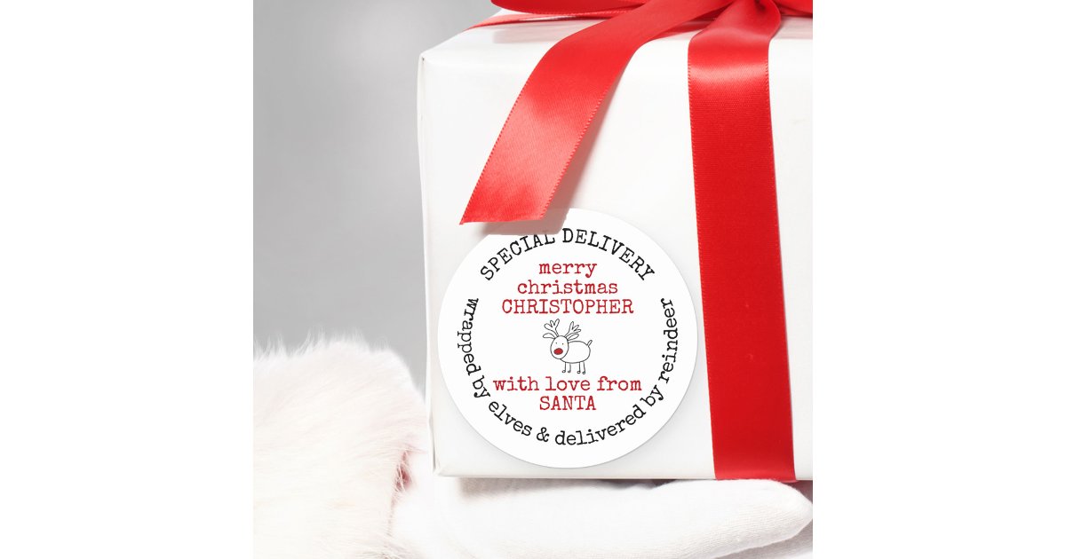 Personalized Special Delivery from Santa Classic Round Sticker | Zazzle