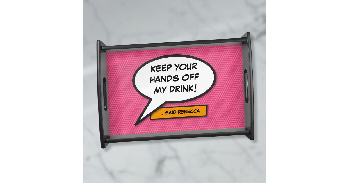 Personalized Speech Bubble Fun Pink Comic Book Serving Tray | Zazzle