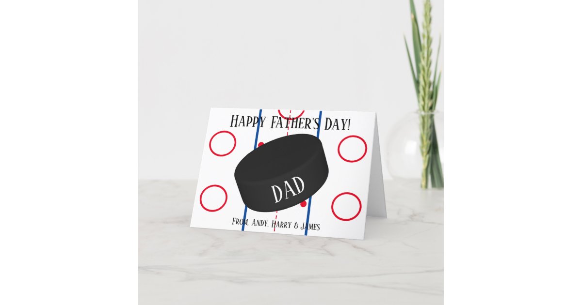 Personalized Sports Ice Hockey Fathers Day Holiday Card | Zazzle
