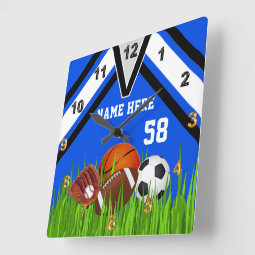Personalized Sports Themed Room Decor Sports Clock | Zazzle